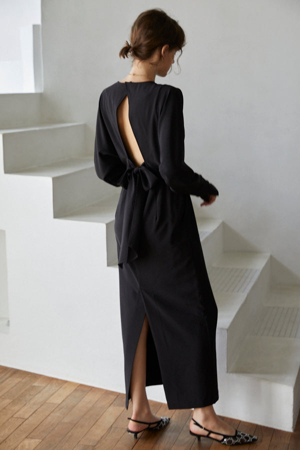 Arielle Open Back Dress -BLK- – Estella.K
