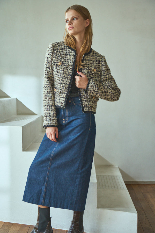 Kelly Tweed Jacket -OFF×bk.chek- – Estella.K