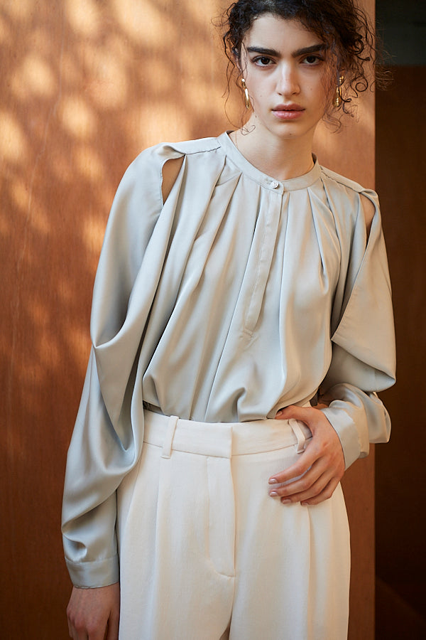 Alia Satin Blouse -Mint- – Estella.K