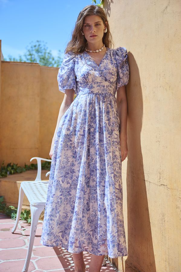 Harper Floral Dress -BLUE.flower- – Estella.K